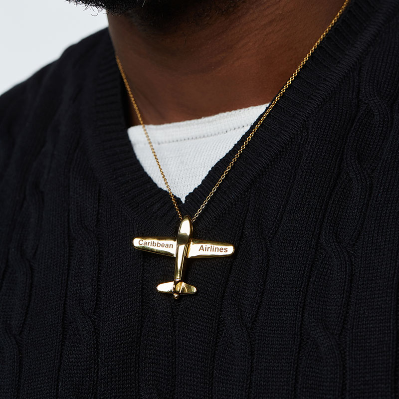 Airplane Pendant With Chain – Branded - D' Caribbean Shop